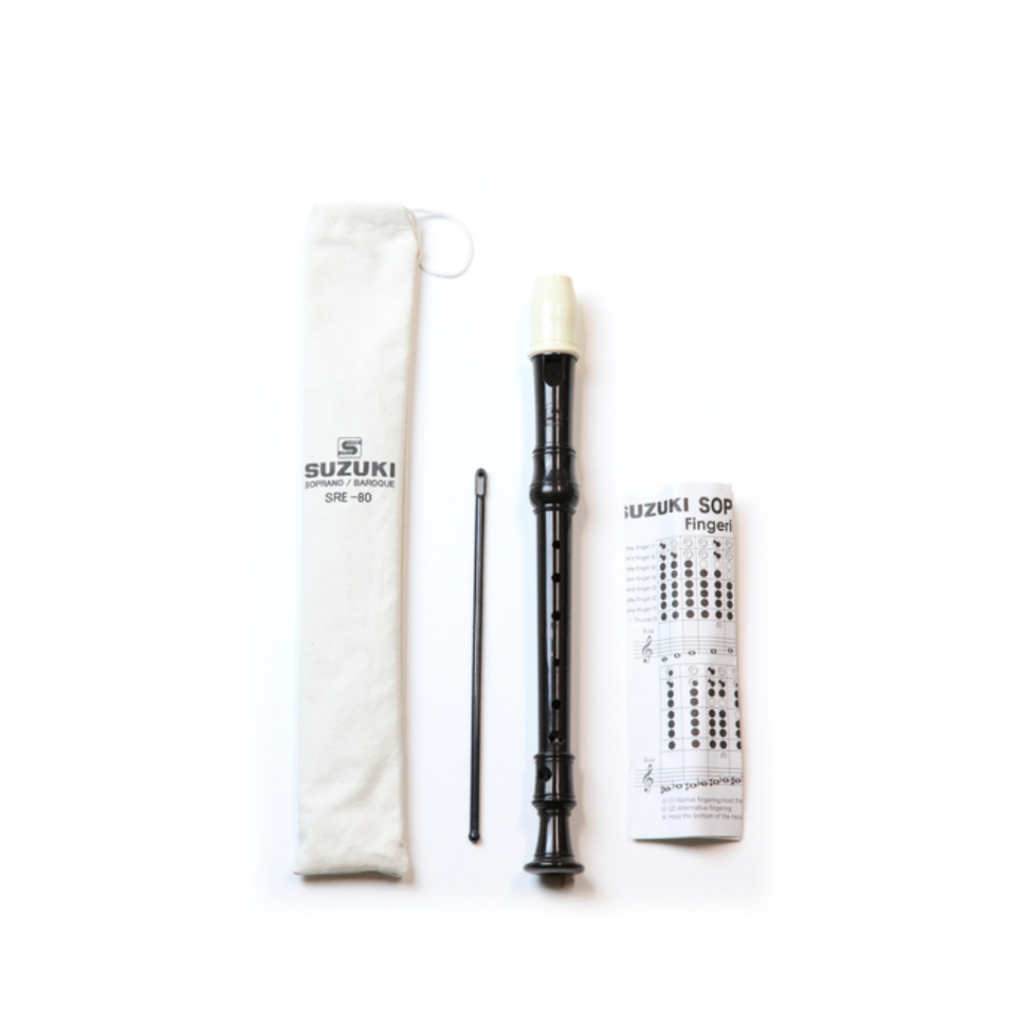 Suzuki SRE-80 3-Piece Soprano English Recorder Black - Talentz