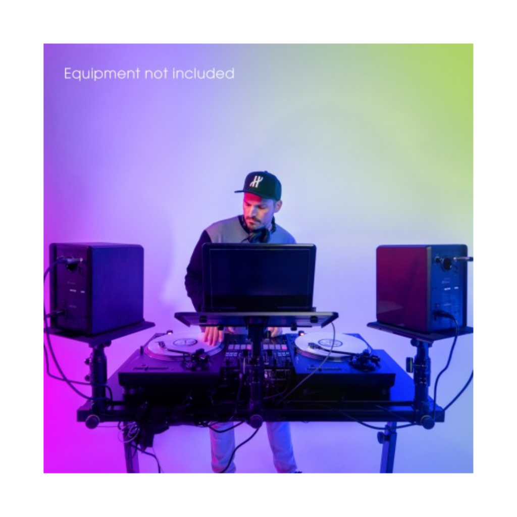 Gravity GFDJT01 DJ Desk with Adjustable Loudspeaker and Laptop Trays ...